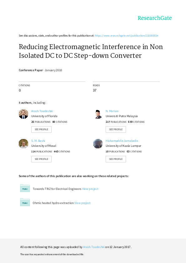 (PDF) Reducing Electromagnetic Interference in Non-Isolated DC to DC ...