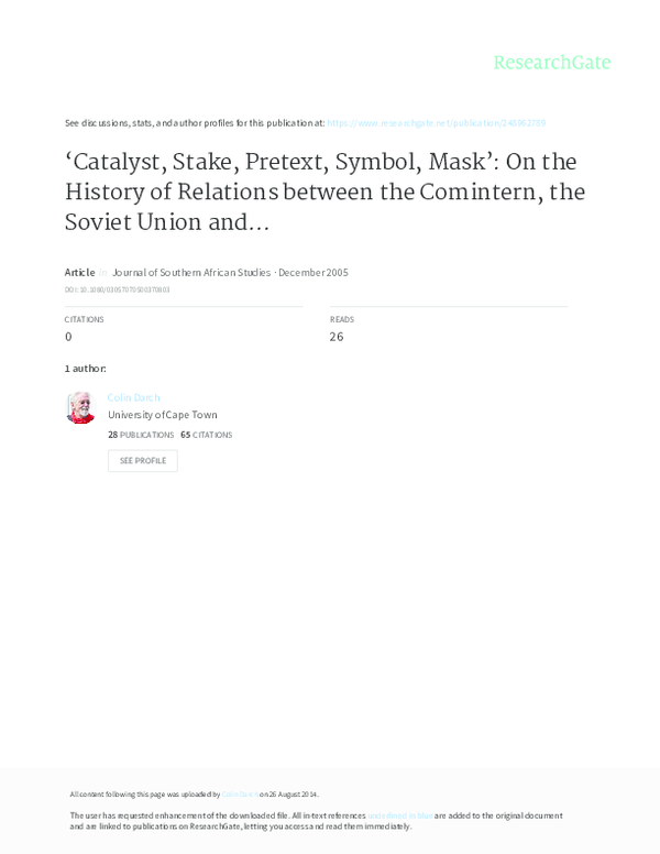 (PDF) 'Catalyst, stake, pretext, symbol, mask': on the history of ...