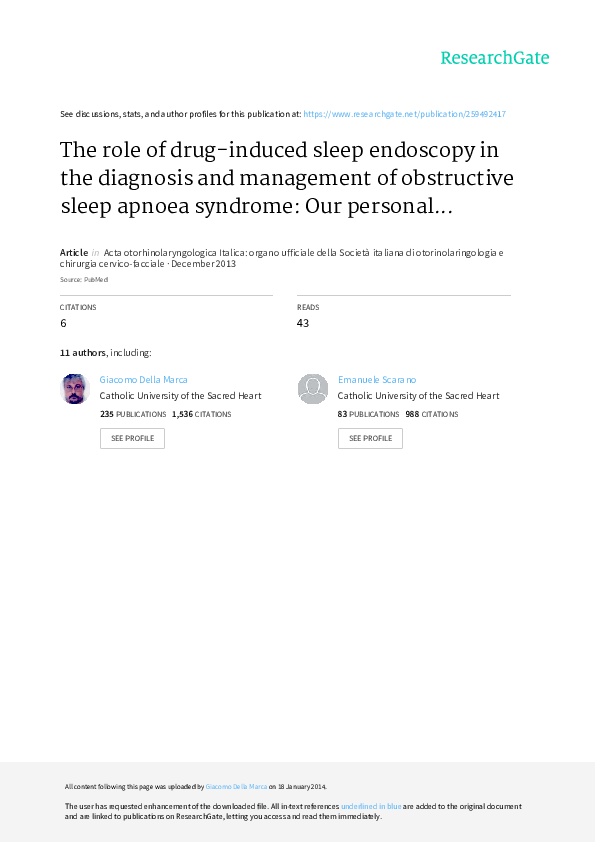 (PDF) The role of drug-induced sleep endoscopy in the diagnosis and ...