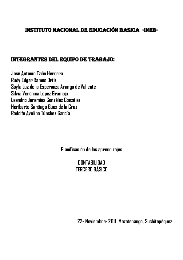 (PDF) INSTITUTO NACIONAL DE EDUCACIÓN BASICA -INEB- INTEGRANTES DEL ...