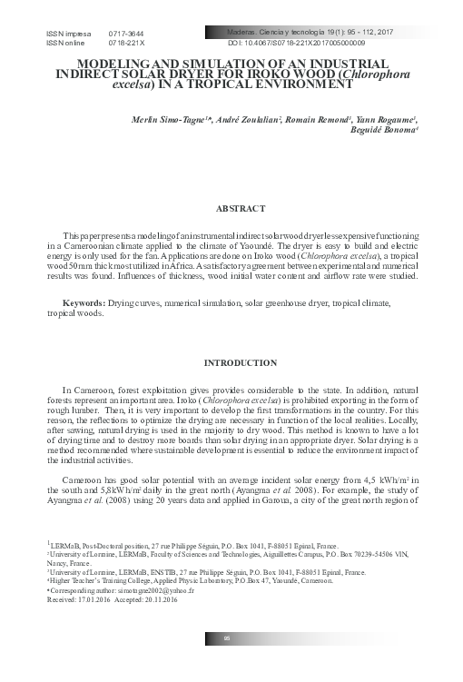 (PDF) MODELING AND SIMULATION OF AN INDUSTRIAL INDIRECT SOLAR DRYER FOR ...