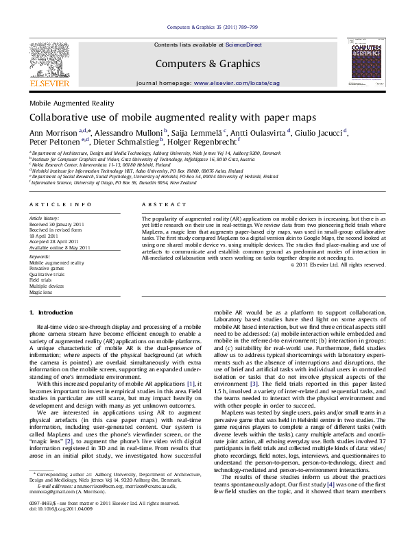 Pdf Collaborative Use Of Mobile Augmented Reality With Paper Maps