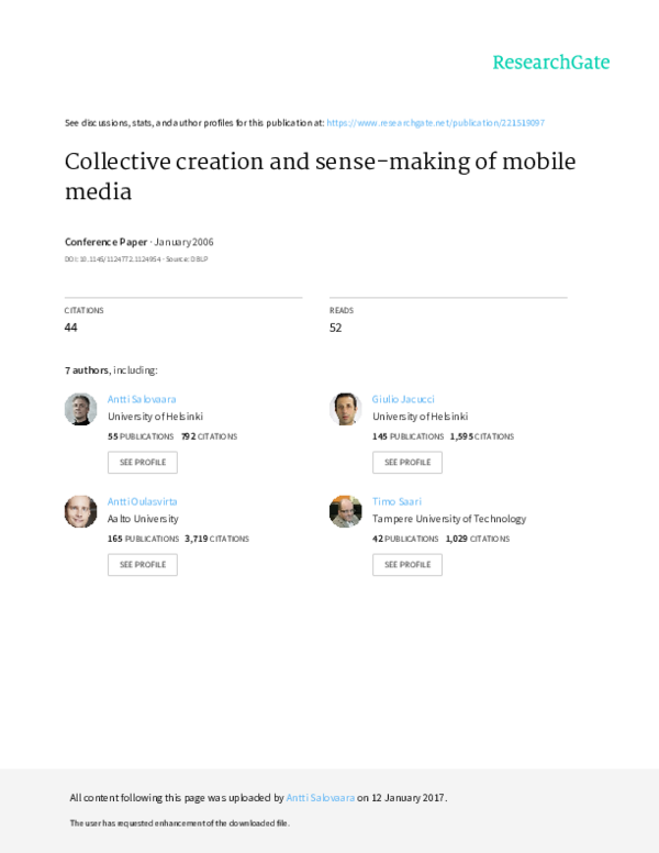 (PDF) Collective creation and sense-making of mobile media