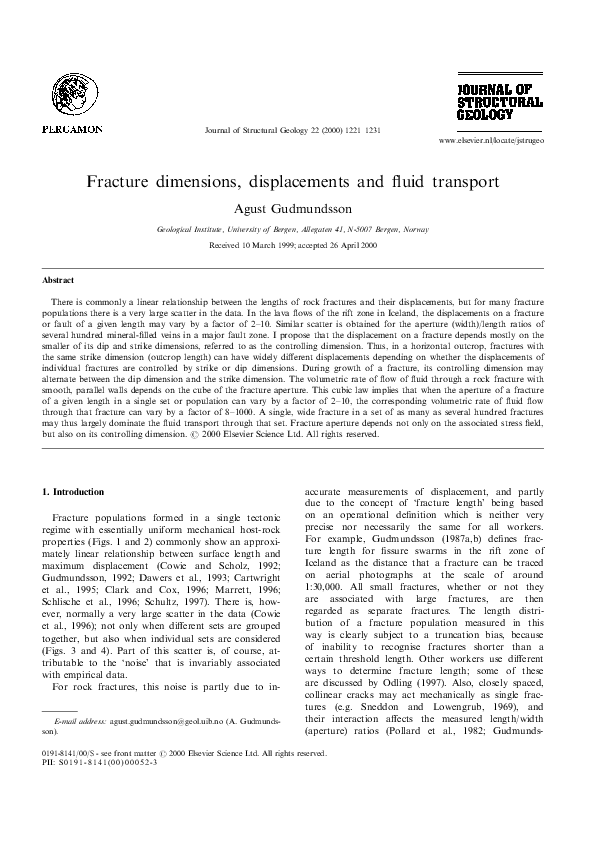 (PDF) Fracture dimensions, displacements and fluid transport