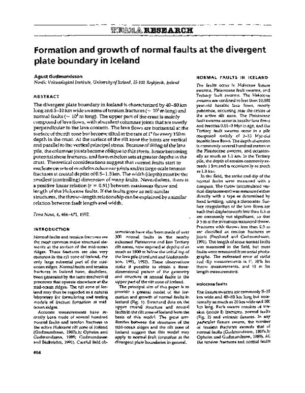 (PDF) Formation and growth of normal faults at the divergent plate ...