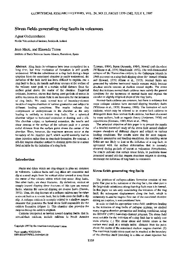 (PDF) Structure and formation of ring faults in composite volcanoes ...