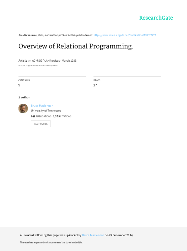(PDF) Overview of relational programming
