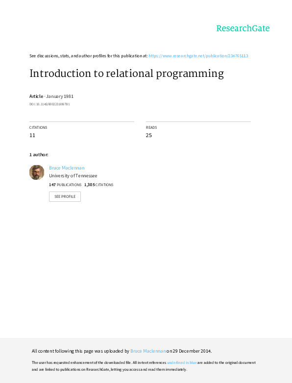 Pdf Introduction To Relational Programming
