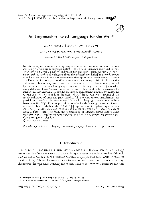 (PDF) An Imprecision-Based Language for the Web