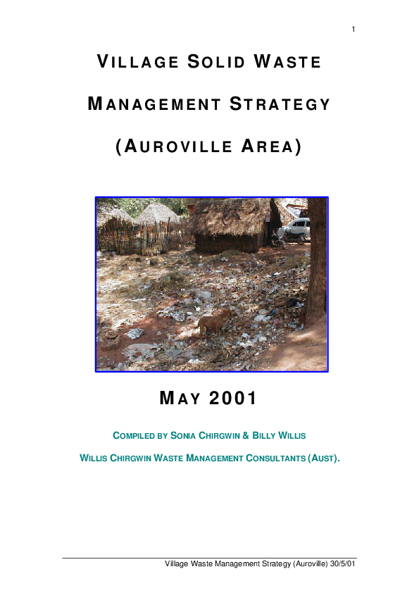 (PDF) Village Waste Management Strategy (Auroville) 30/5/01 VILLAGE ...