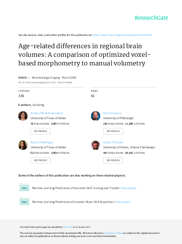 (PDF) Age-related differences in regional brain volumes: a comparison of optimized voxel-based ...