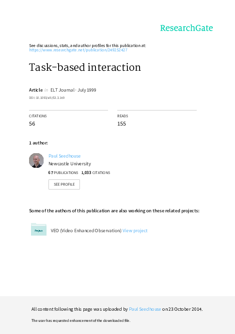 (PDF) Task-based interaction