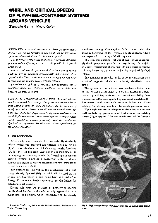 (PDF) Whirl and critical speeds of flywheel-container systems aboard ...