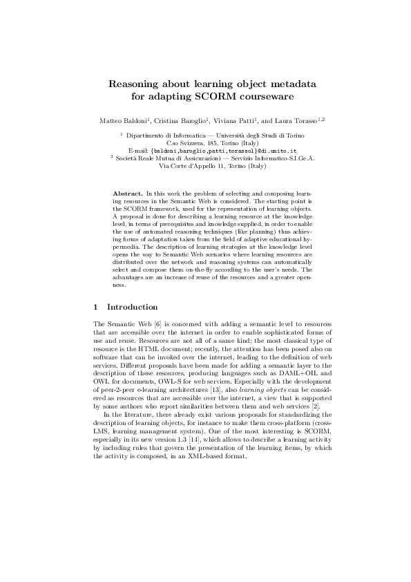 (PDF) Reasoning about learning object metadata for adapting SCORM courseware