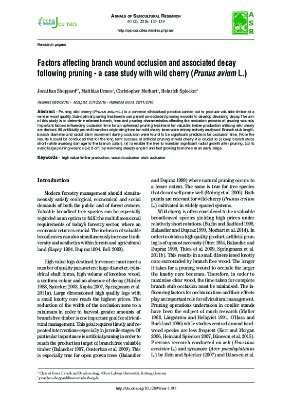(PDF) Factors affecting branch wound occlusion and associated decay ...