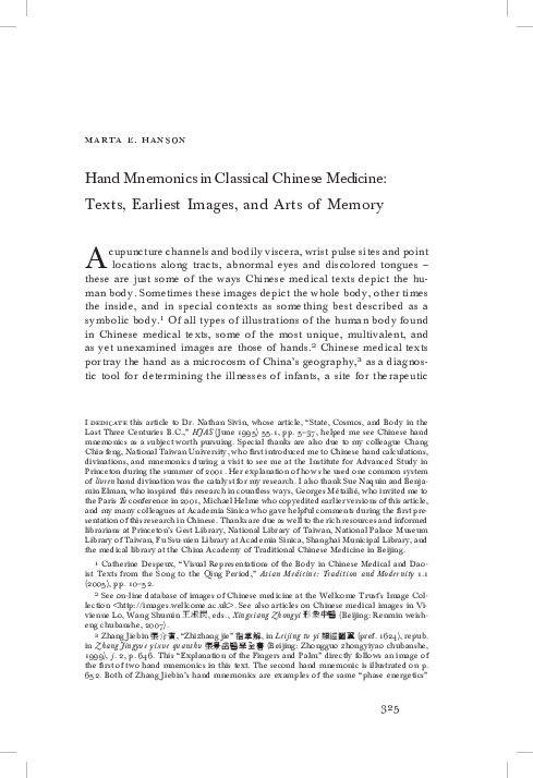 (PDF) 2008 "Hand Mnemonics in Classical Chinese Medicine: Texts ...