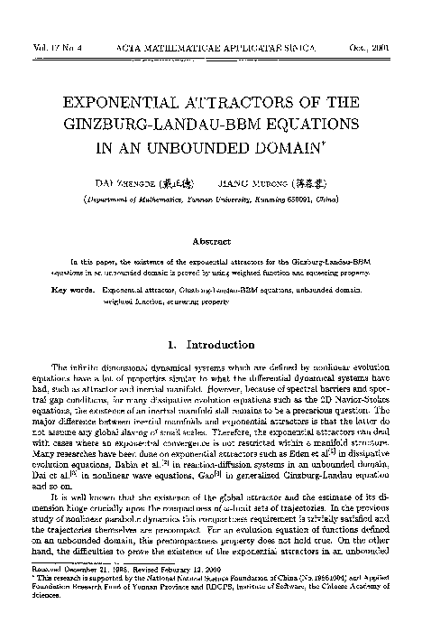 (PDF) Exponential Attractors of the Ginzburg-Landau-BBM Equations In An ...