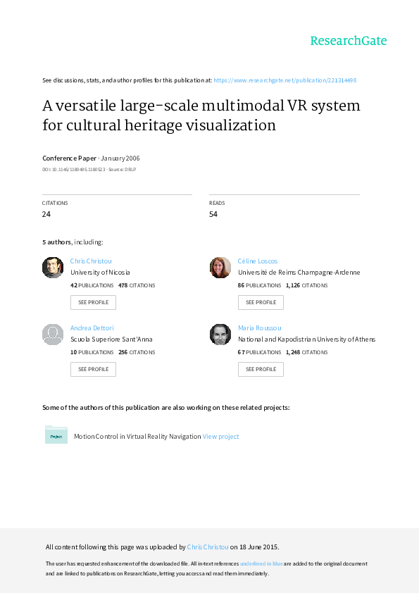 (PDF) A versatile large-scale multimodal VR system for cultural ...