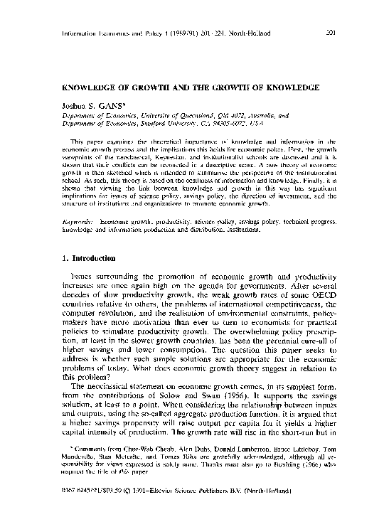 (PDF) Knowledge of growth and the growth of knowledge