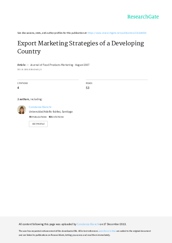 (PDF) Export Marketing Strategies of a Developing Country