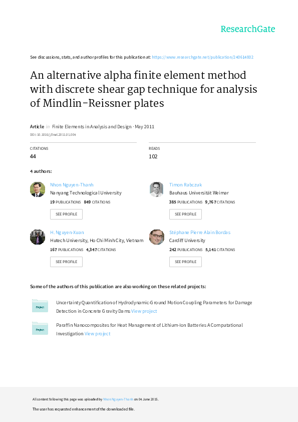 (PDF) An alternative alpha finite element method with discrete shear gap technique for analysis ...