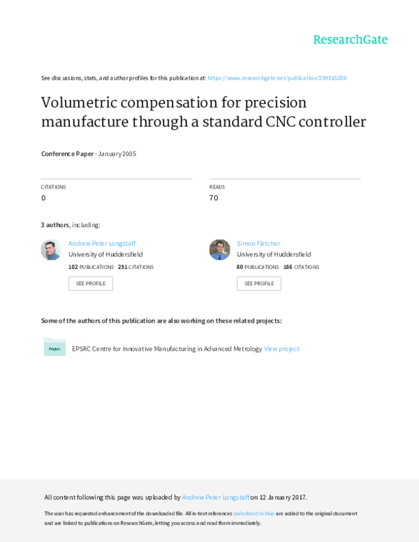 (PDF) Volumetric compensation for precision manufacture through a ...