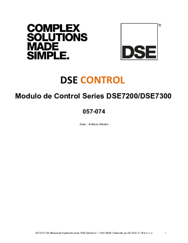 (PDF) DSE CONTROL Modulo de Control Series DSE7200/DSE7300