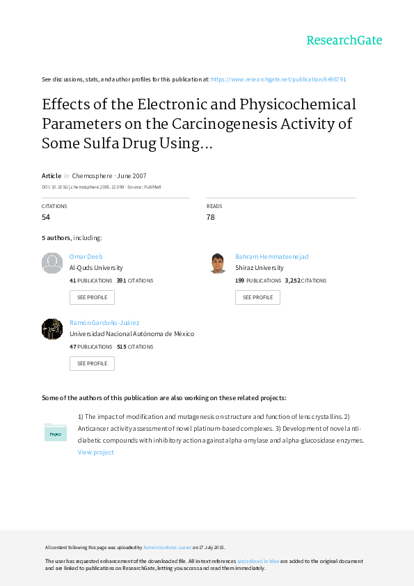 (PDF) Effect of the electronic and physicochemical parameters on the ...