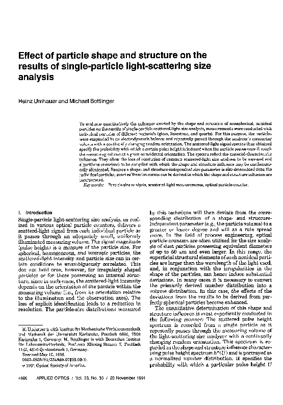 (PDF) Effect of particle shape and structure on the results of single-particle light-scattering ...