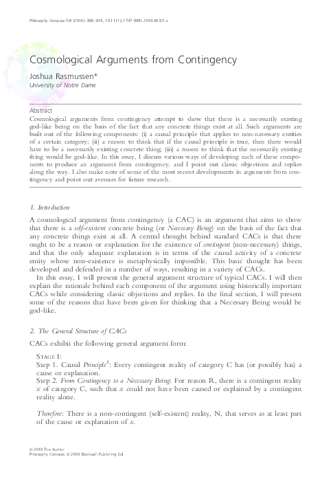 (PDF) Cosmological Arguments from Contingency