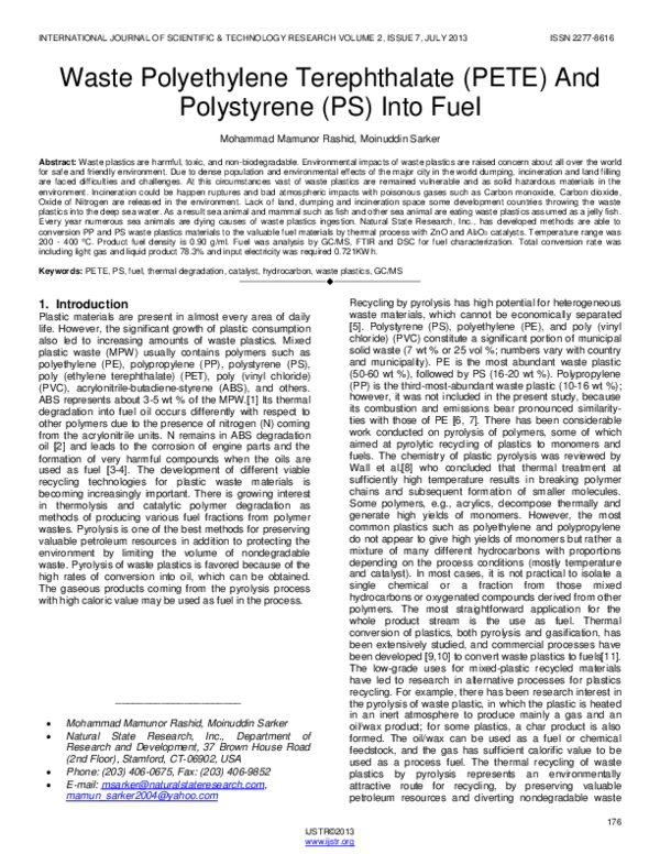 PDF Waste Polyethylene Terephthalate PETE And Polystyrene PS Into Fuel Dr Moinuddin pdf-waste-polyethylene-terephthalate-pete-and-polystyrene-ps-into-fuel-dr-moinuddin