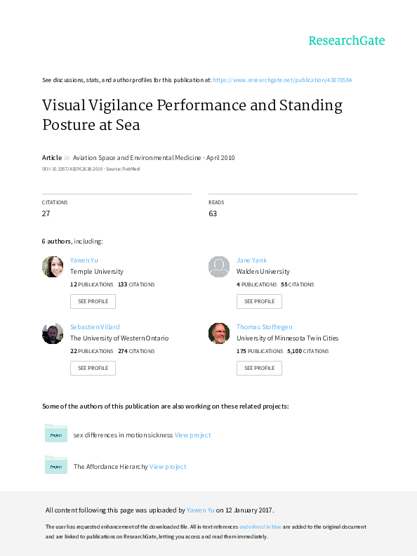(PDF) Visual vigilance performance and standing posture at sea