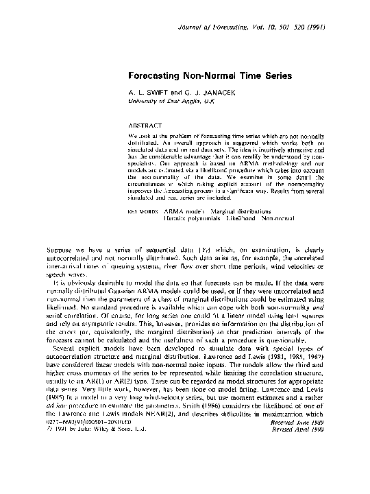 (PDF) Forecasting non‐normal time series