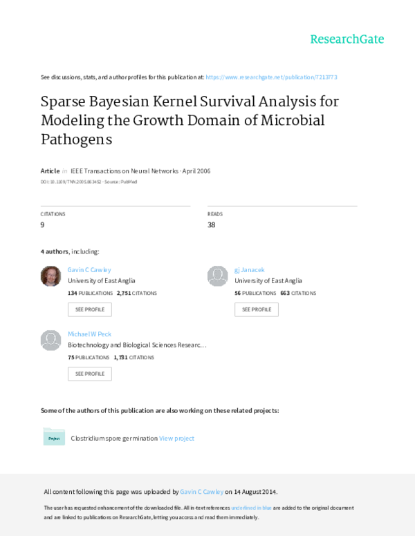 (PDF) Sparse Bayesian kernel survival analysis for modeling the growth domain of microbial pathogens