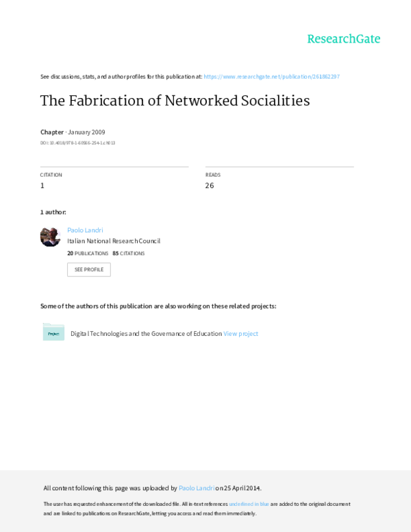 (PDF) The Fabrication of Networked Socialities
