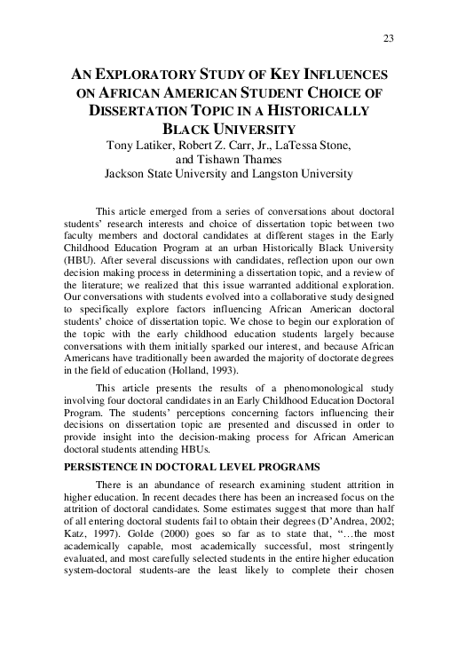 (PDF) An Exploratory Study of Key Influences on African American ...