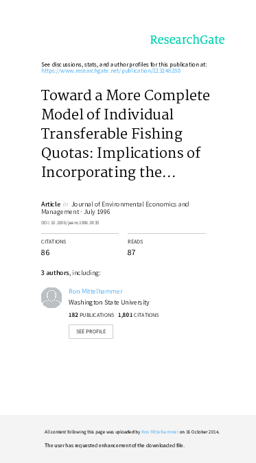 (PDF) Toward a More Complete Model of Individual Transferable Fishing ...