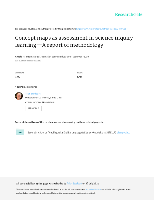 (PDF) Concept maps as assessment in science inquiry learning - a report ...