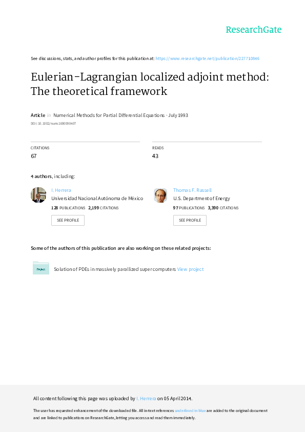 Pdf Eulerian Lagrangian Localized Adjoint Methods For Contaminant Transport Simulations