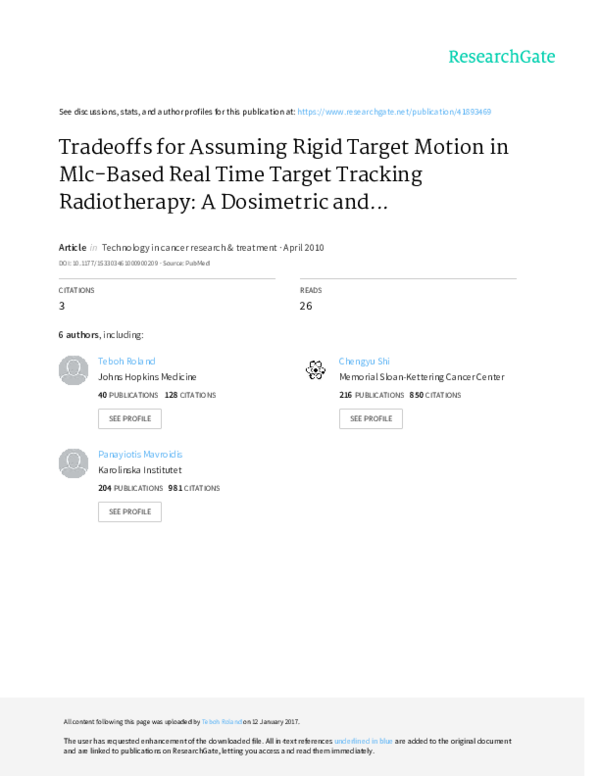 (PDF) Tradeoffs for assuming rigid target motion in Mlc-based real time target tracking ...