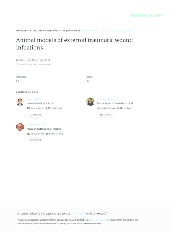 (PDF) Animal models of external traumatic wound infections | Mike ...