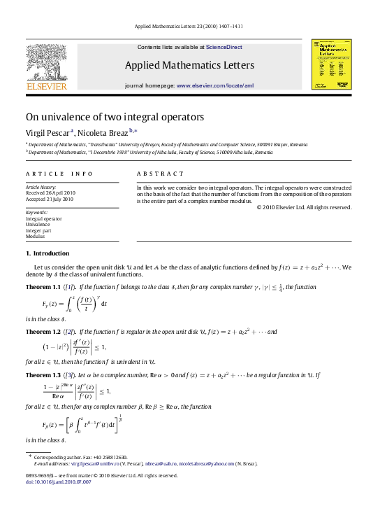 (PDF) On univalence of two integral operators