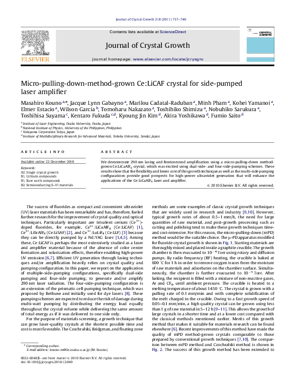 (PDF) Micro-pulling-down-method-grown Ce: LiCAF crystal for side-pumped ...