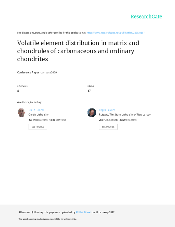 (PDF) Volatile element distribution in matrix and chondrules of ...
