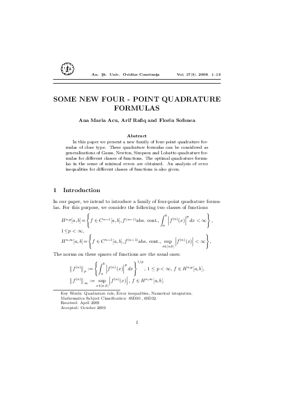 (PDF) Some new four-point quadrature formulas