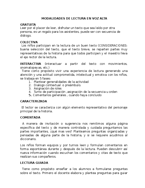 (DOC) MODALIDADES DE LECTURA EN VOZ ALTA