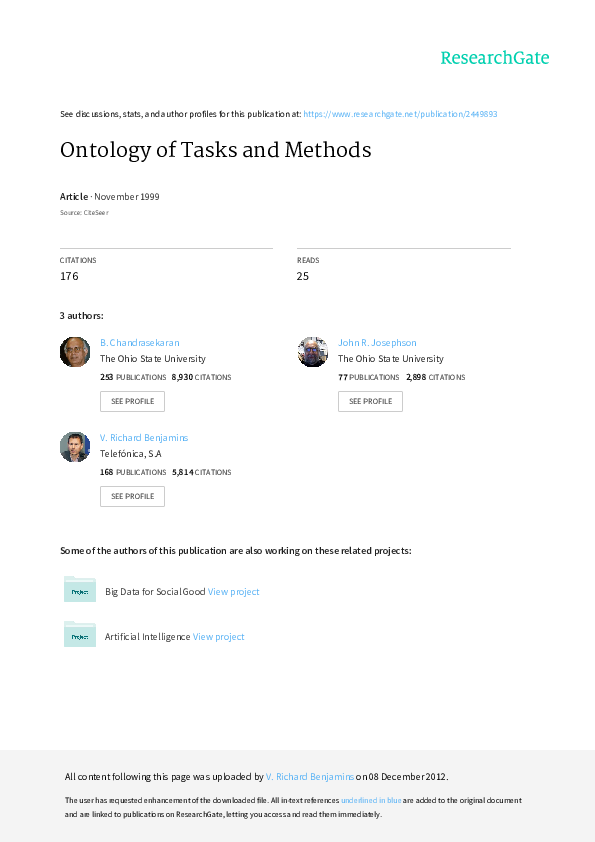 (PDF) The Ontology of Tasks and Methods