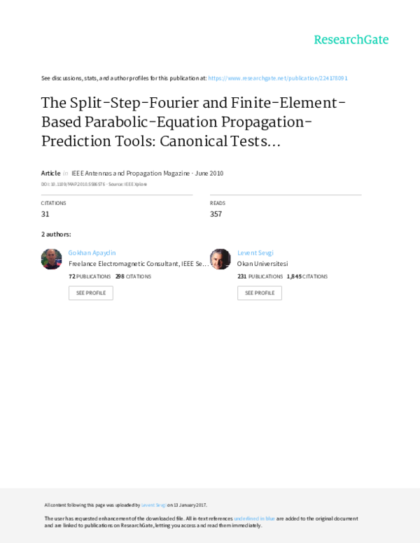 Pdf The Split Step Fourier And Finite Element Based Parabolic Equation Propagation Prediction