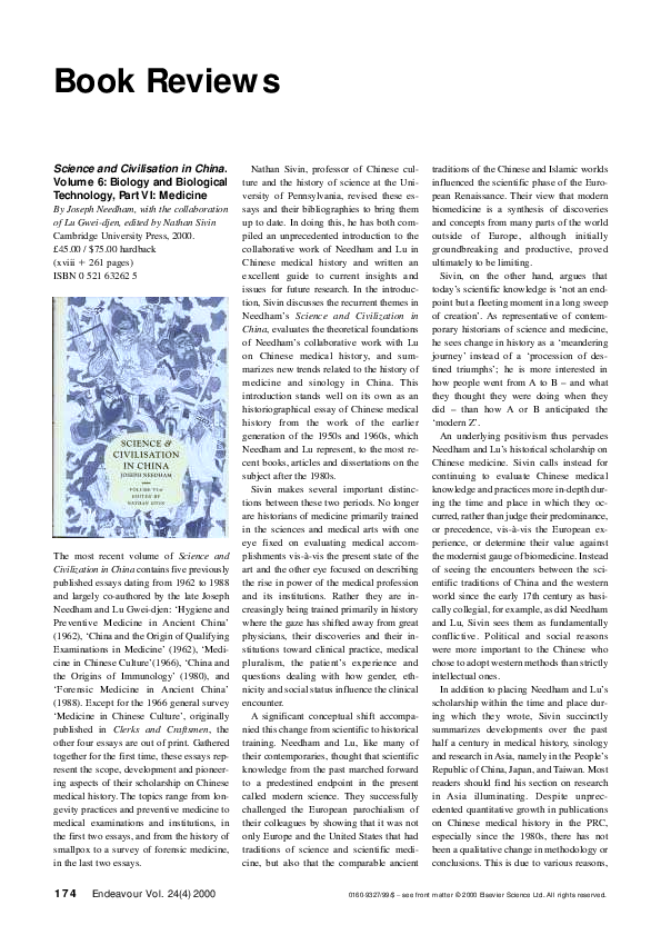 (PDF) 2000 Science and Civilisation in China. Volume 6: Biology and ...