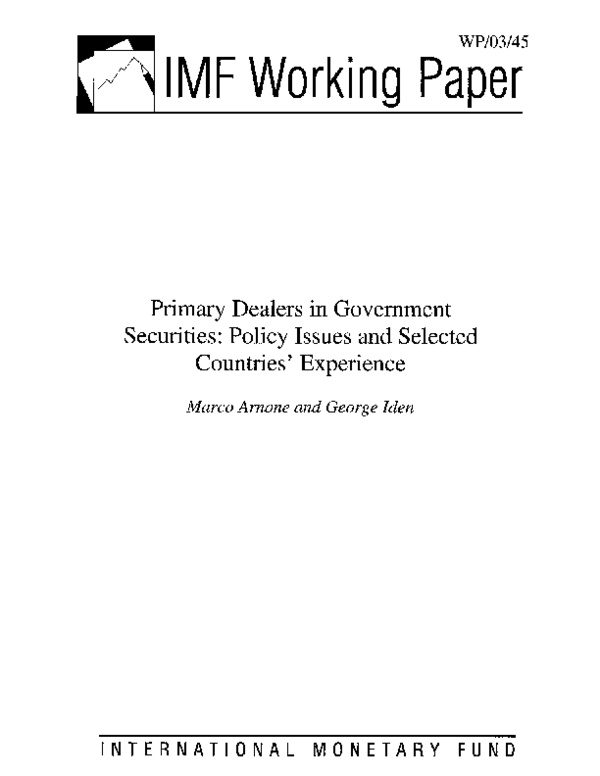 (PDF) Primary Dealers in Government Securities: Policy Issues and ...